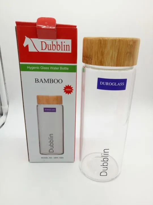 Botol Kaca Dubblin 600ML Gelas Kaca Glass Tempat Minum Tutup bamboo ...
