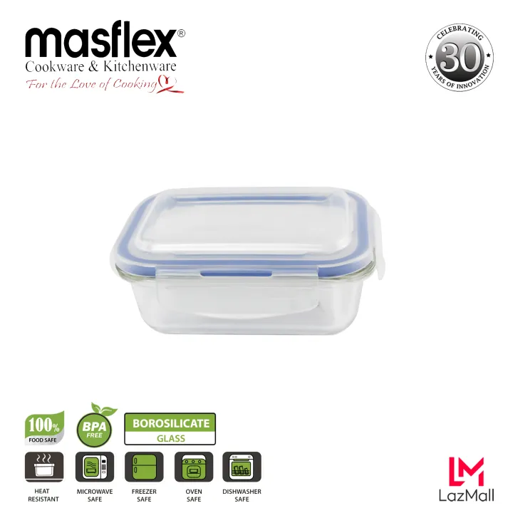 Masflex 370 ml Rectangular Borosilicate Glass Food Container L 14.5 cm ...