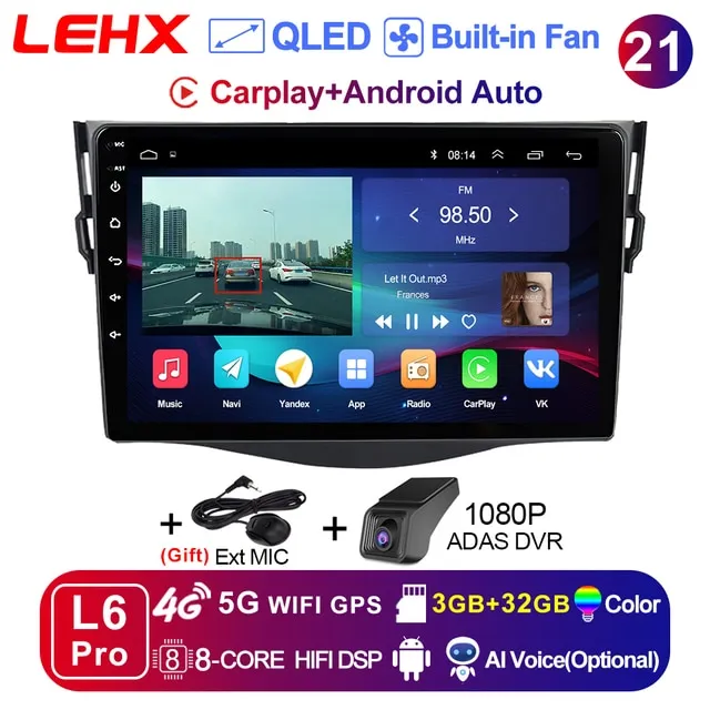 LEHX Pro 5G WIFI Radio 2Din Android 10 Car Multimedia Video Player For Toyota RAV4 Rav 4 2007 ...