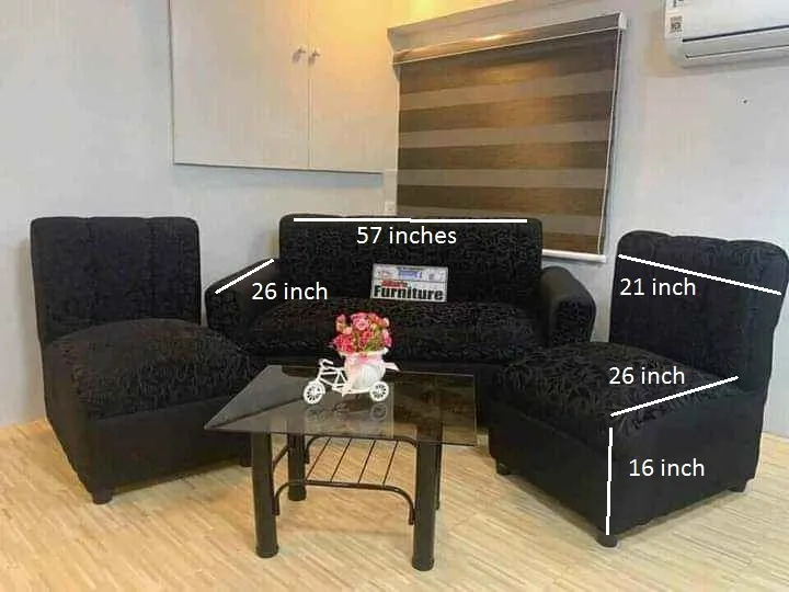 SALA SET BLACK VELVET WITH CENTER GLASS TABLE URATEX FOAM | Lazada PH