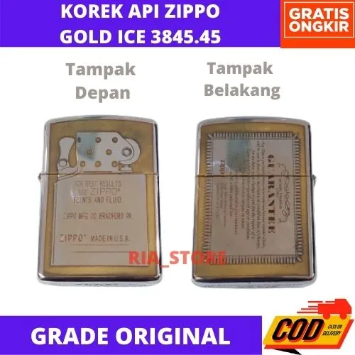 KOREK API ZIPPO GOLD ICE 3845.45 2 SISI DEPAN - BELAKANG BEDA GAMBAR ...