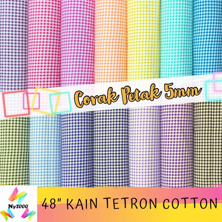 5mm Small Checker Tetron Cotton (Polyester) Fabric [48 inch wide] | Lazada