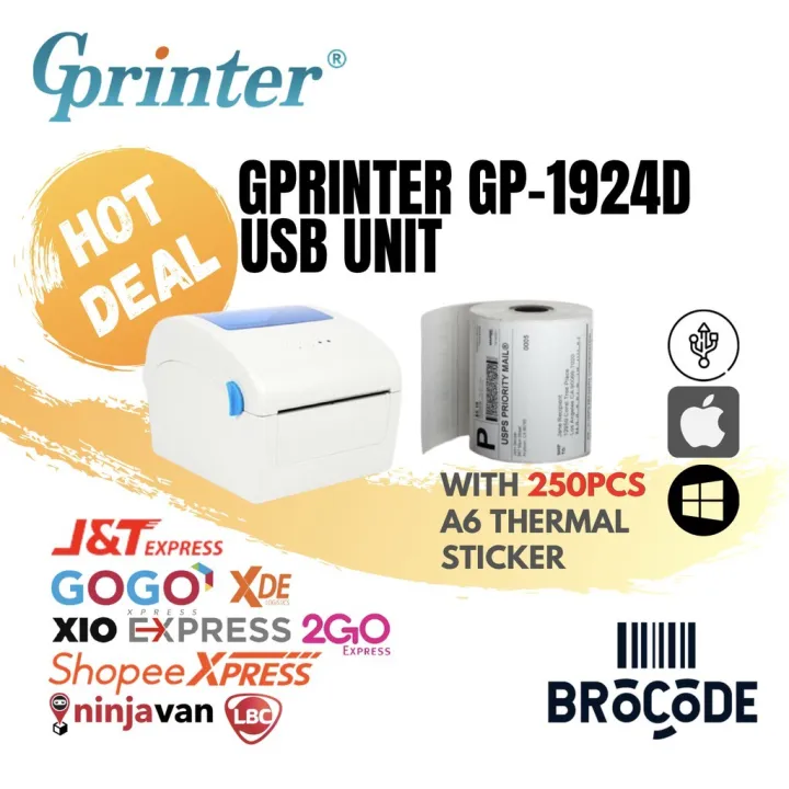 Gprinter GP-1924D / Waybill Thermal Printer / 4x6 / 100x150 / A6 | Lazada PH