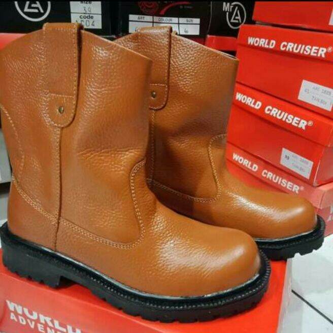 Sepatu safety cruiser kulit sapi ujung besi | Lazada Indonesia