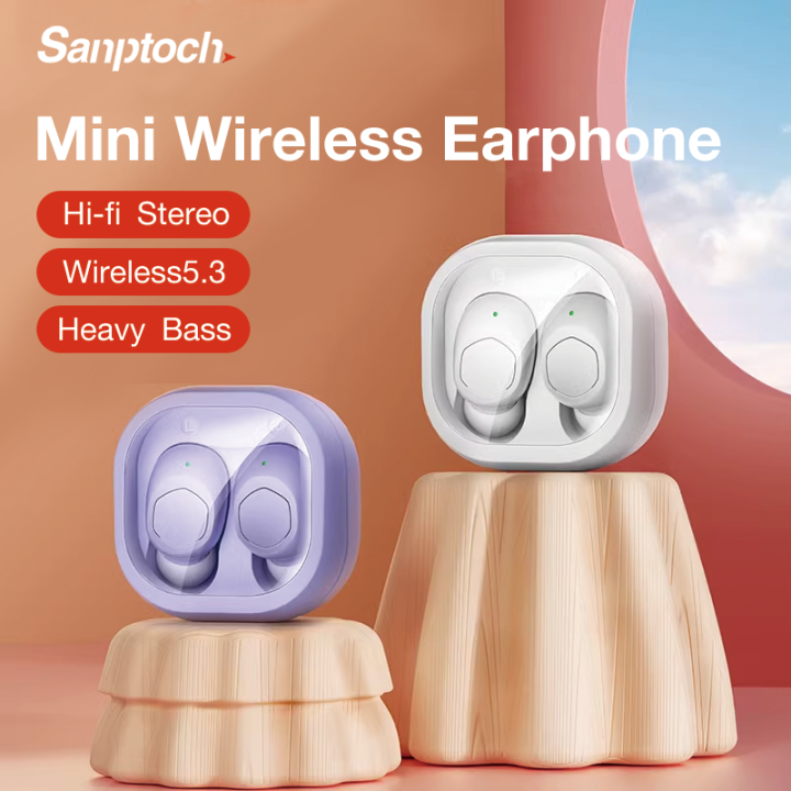 Sanptoch Mini TWS Wireless Bluetooth 5.3 Earphone Noise Reduction HIFI ...