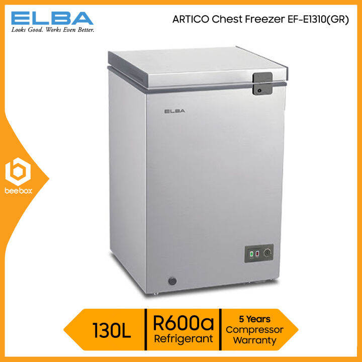 Elba ARTICO EF-E1310(GR) Chest Freezer 130L R600a Mechanical Thermostat ...