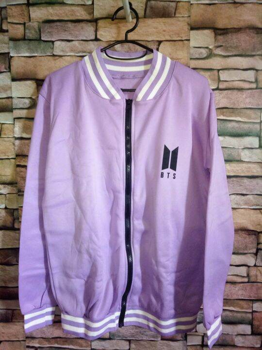 BTS Kpop Purple Oversized Varsity Jacket Vinyl Print [SIZE XL] | Lazada PH
