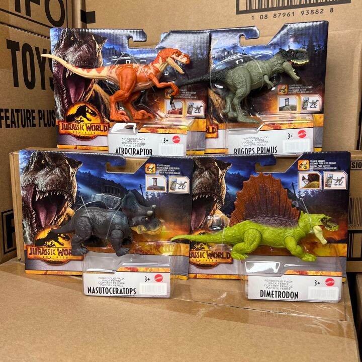 Mattel Jurassic World Dominion Ferocious Pack Dimetrodon/Nasutoceratops ...