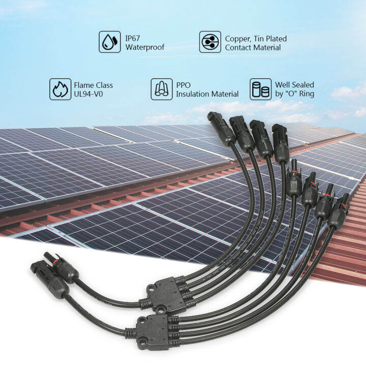 1 Pair Y Branch MC4 Connector Solar Panel Adaptor Cable Connectors M ...