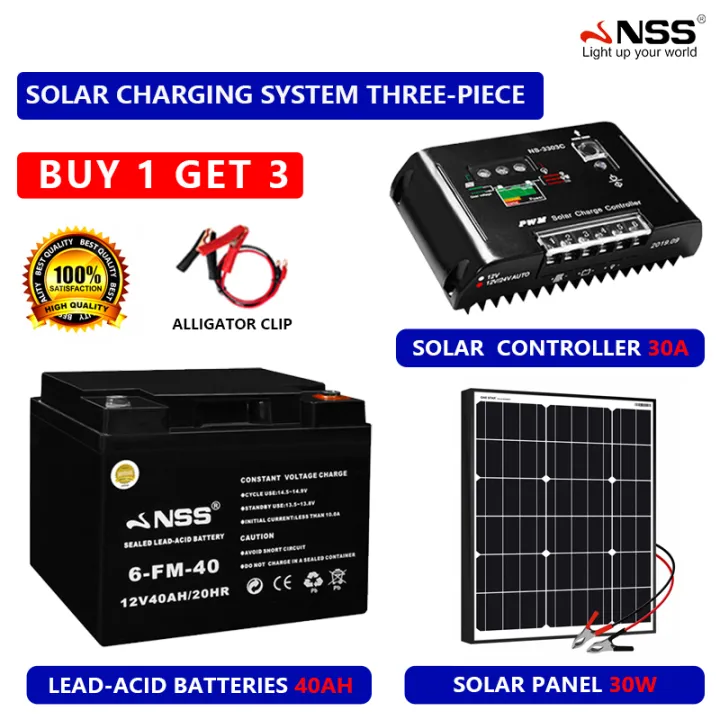 (Solar Complete Set) LEAD ACID BATTERY 40AH 12V + Solar Charge ...