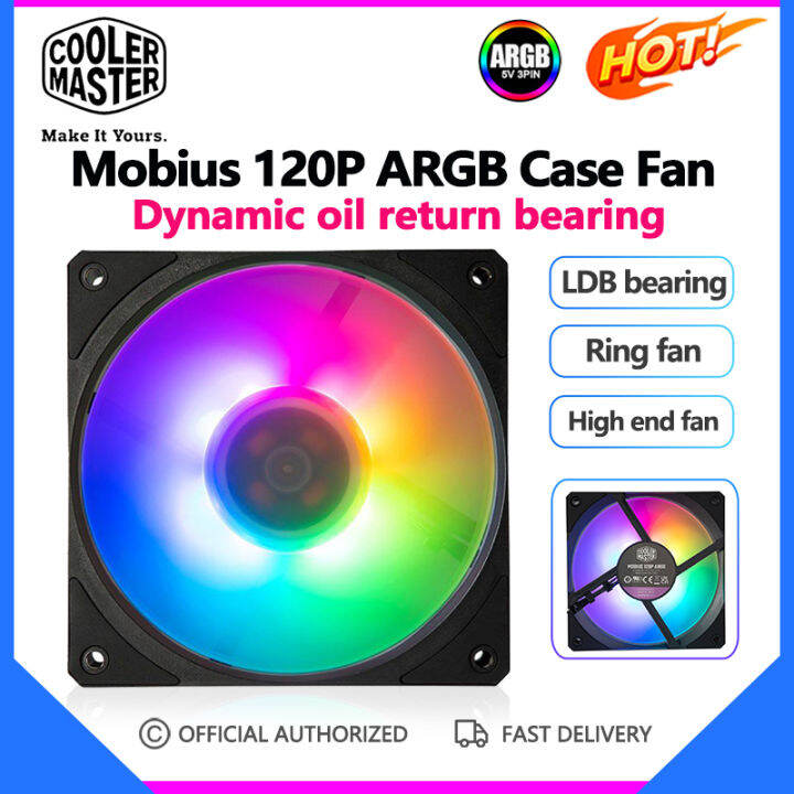 Cooler Master Mobius 120P ARGB Case Fan LDB Bearing Cpu Cooler Ring Fan ...