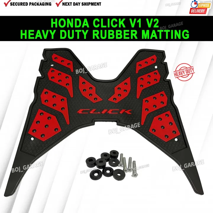 HONDA CLICK V1 V2 FOOTBOARD RUBBER MATTING RED HEAVY DUTY WITH COMPLETE ...