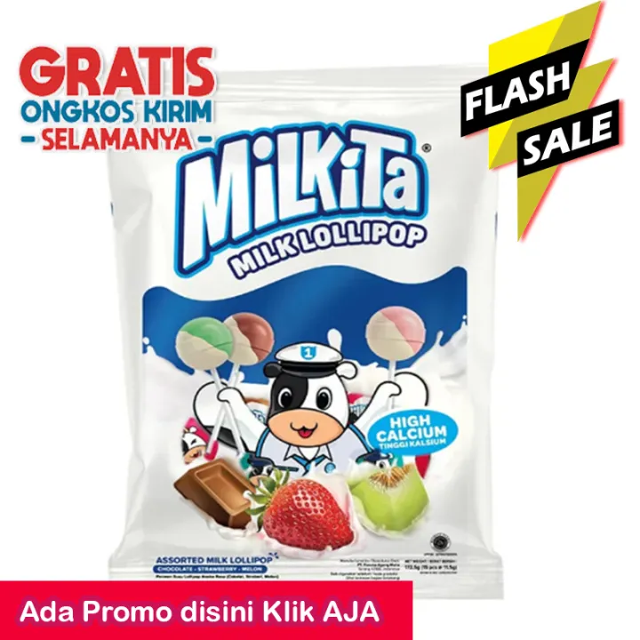Milkita Permen Milk Lollipop Assorted 172.5 g 3 rasa dalam 1 kemasan ...