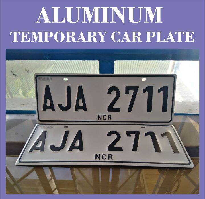 1 SET ALUMINUM TEMPORARY CAR PLATE / REFLECTORIZED / MACHINE EMBOSSED ...