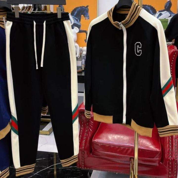 FULAIDA 2023ของผู้ชายชุดสองชิ้นแขนยาวสเว็ตเตอร์เสื้อคาร์ดิแกนปักลาย ...