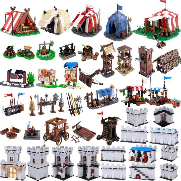 Medieval Viking Tent Building Blocks City Wall Army Castle Knight ...