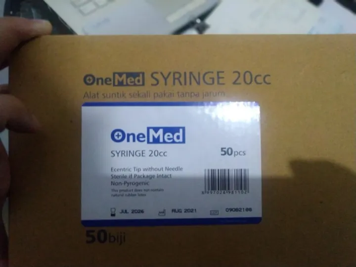 Syringe 20cc OneMed Tanpa Jarum / Spuit 20ml OneMed 1 Box isi 50 ...