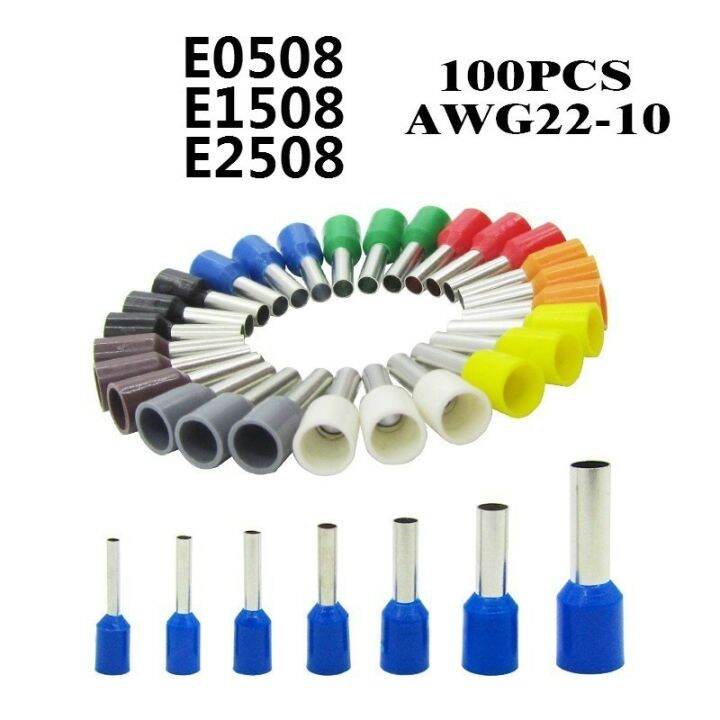 100pcs/Pack E0508 E7508 E1008 E1508 E2508 E4009 E6012 Insulated ...