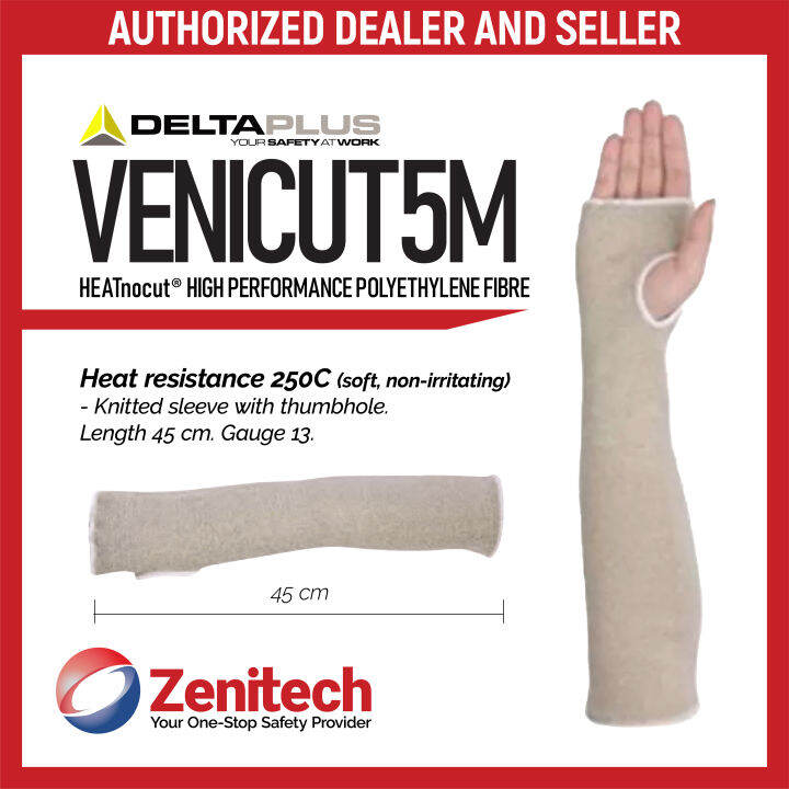 DELTA PLUS VENICUT5M - Knitted Sleeve Arm Protection Heat Resistant ...