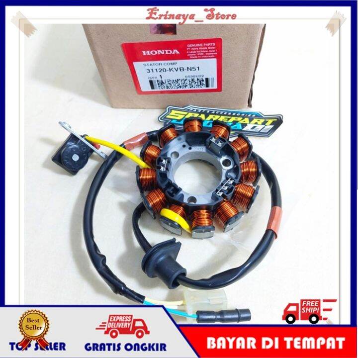 ORIGINAL AHM Spull Spul Assy Stator Comp Motor Honda Vario Tekno 110 Beat Old Karbu Lama KVB ...