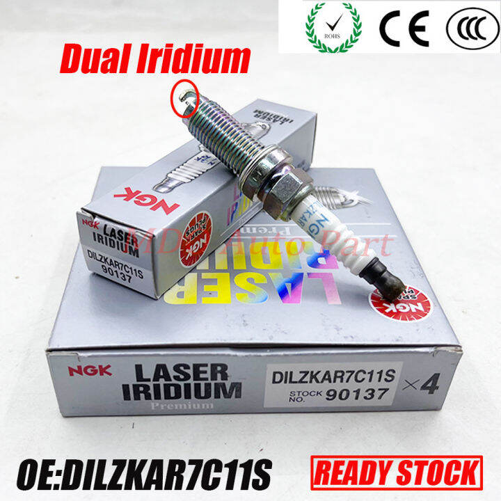 NGK DILZKAR7C11S 90137 Dual Iridium Spark Plugs For 2015-2018 Honda Fit ...