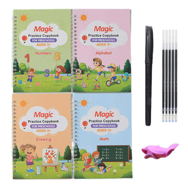 Practice Copybook Recyclable Erasable Tracing Books for Kids 4 Pcs ...