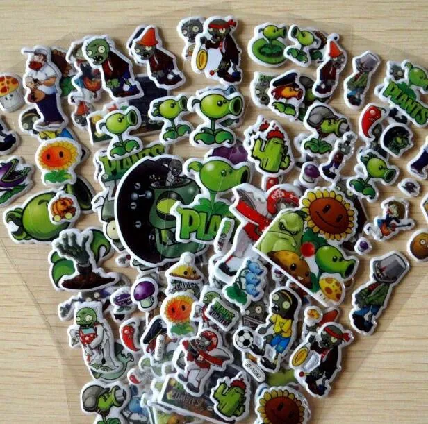 PVZ Plants vs Zombies Stickers 3D Cartoon Classic Toys Waterpoof DIY ...