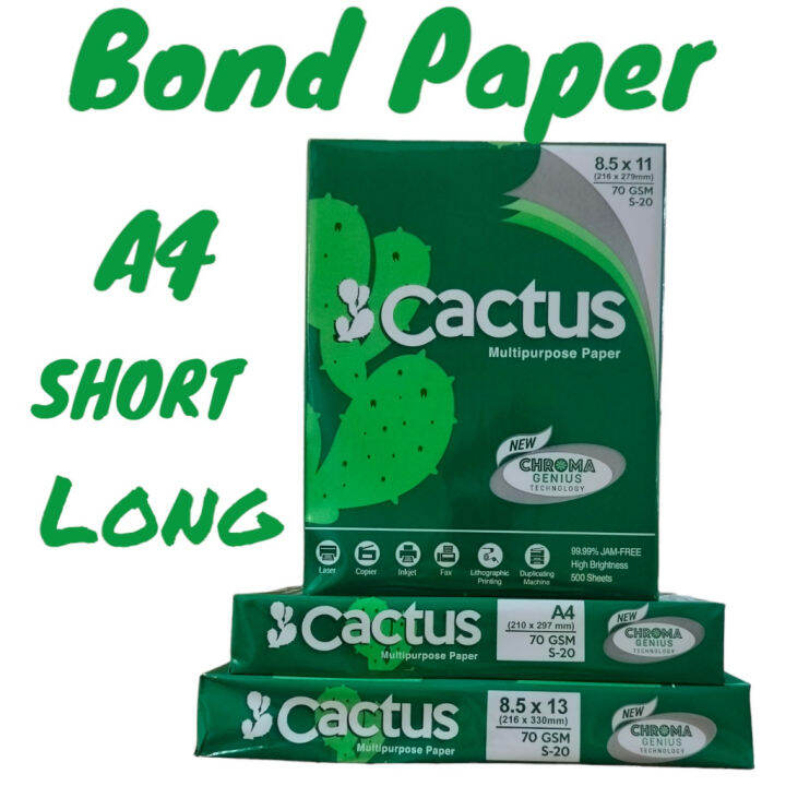 Copy Paper Bond Paper Cactus Brand Short/A4/Long | Lazada PH