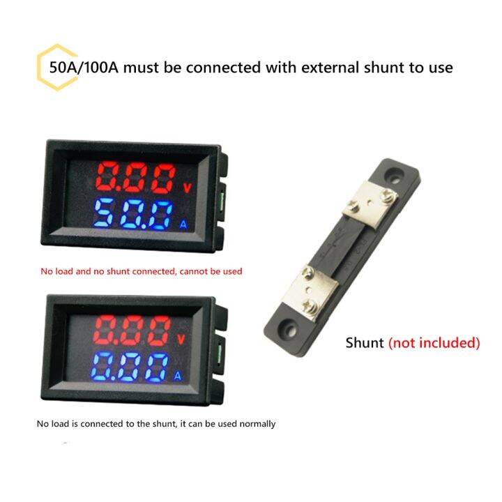 10A/50A/100A Digital Voltmeter Ammeter Dual LED Display Current Power ...