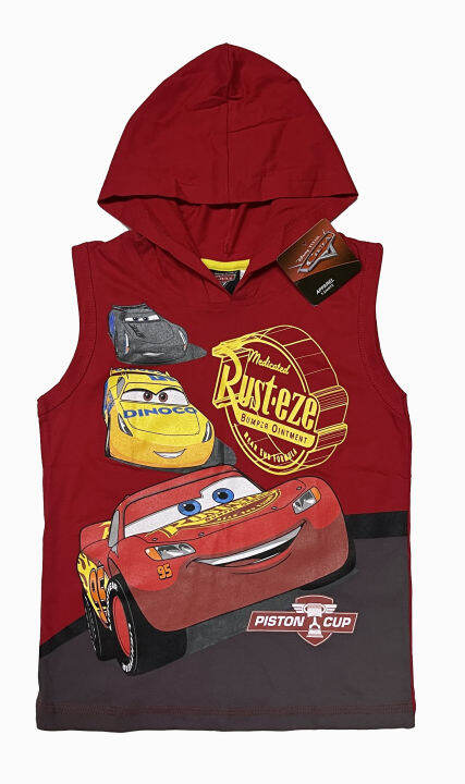 Disney Cars Race Position Boys Red Muscle Shirt With Hood | Lazada PH