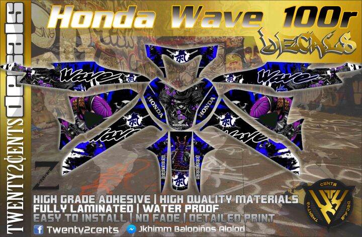 Honda Wave 100 / 100R Decals High-Quality Stickers samurai | Lazada PH