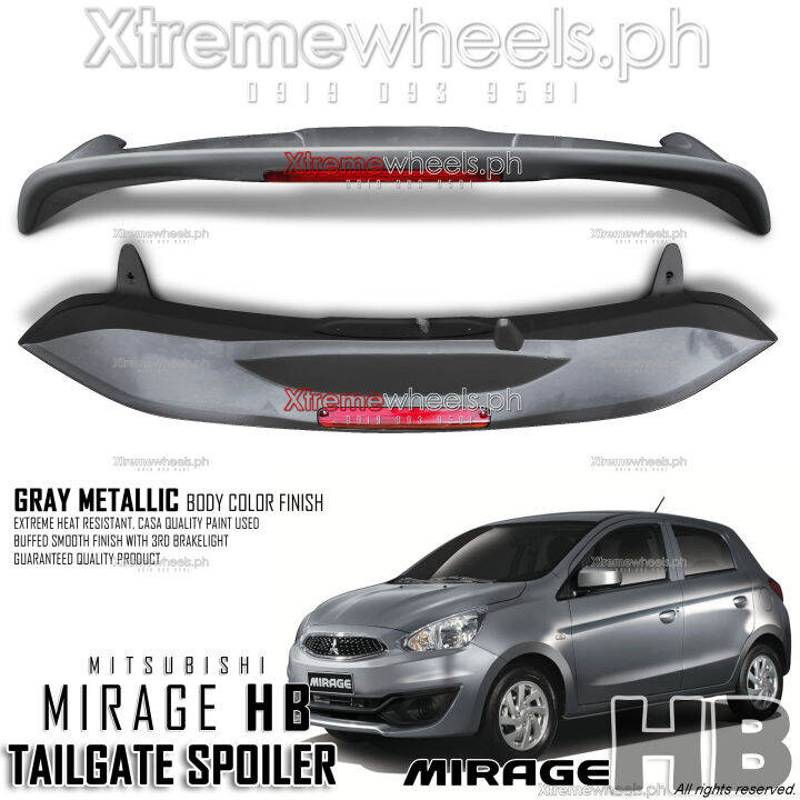 Mitsubishi Mirage Hatchback 2013-2024 Titanium Gray Rear Spoiler Casa ...