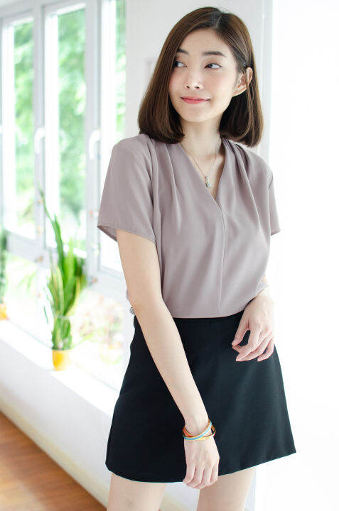 Narinari : NT131 V-Collar Classic Blouse | Lazada.co.th