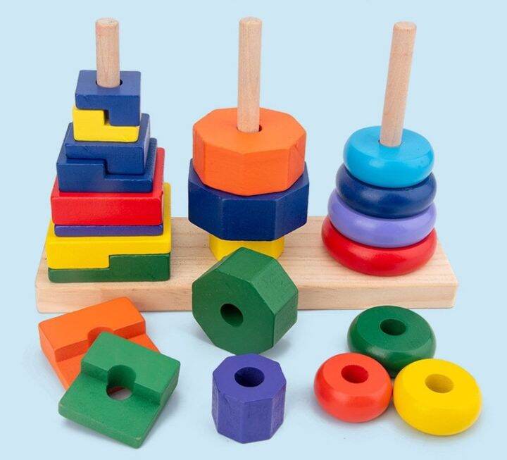 RAINBOW THREE COLUMN TOWER STACKING BLOCKS | Lazada PH