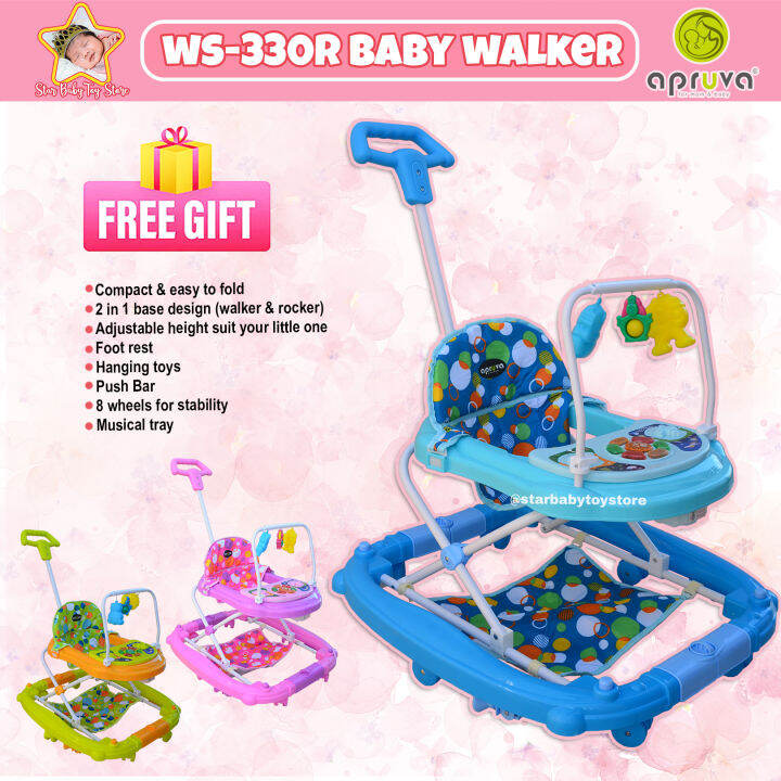Star Baby Apruva WS-330R with Rocker and Push Bar Handle Walker for ...