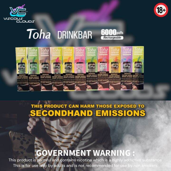 Toha Drink Bar Disposable 6000 Puffs Rechargeable (LEGIT) | Lazada PH