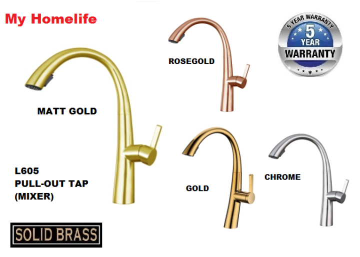 Mixer Pull-Out Kitchen Tap IT-L605-01A CHROME / GOLD / ROSE GOLD / BRASS / Sorento / Bareno ...