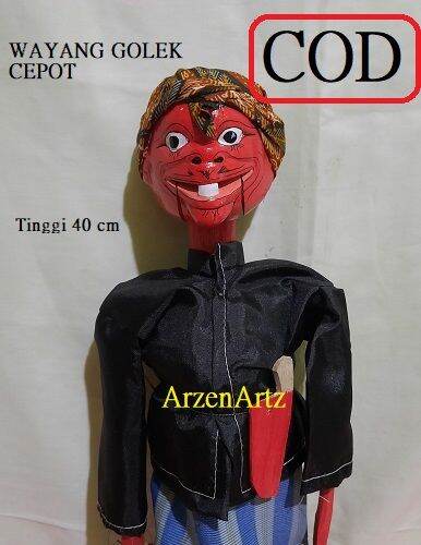 Wayang Golek Kayu Cepot Ukuran Sedang Tinggi 40 Cm Bisa Menoleh Kiri ...