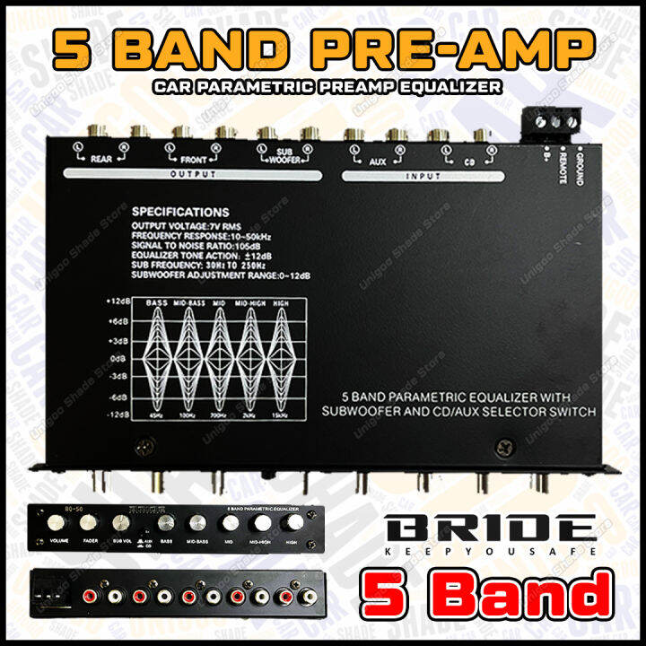 📢 5-Band Pre-Amp Parametric BRIDE Preamp With Subwoofer Output Suitable ...