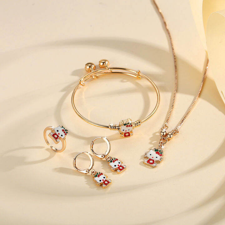 Y046 【COD】 Set Perhiasan Anak Titanium Anti Karat Hello Kitty Kalung ...