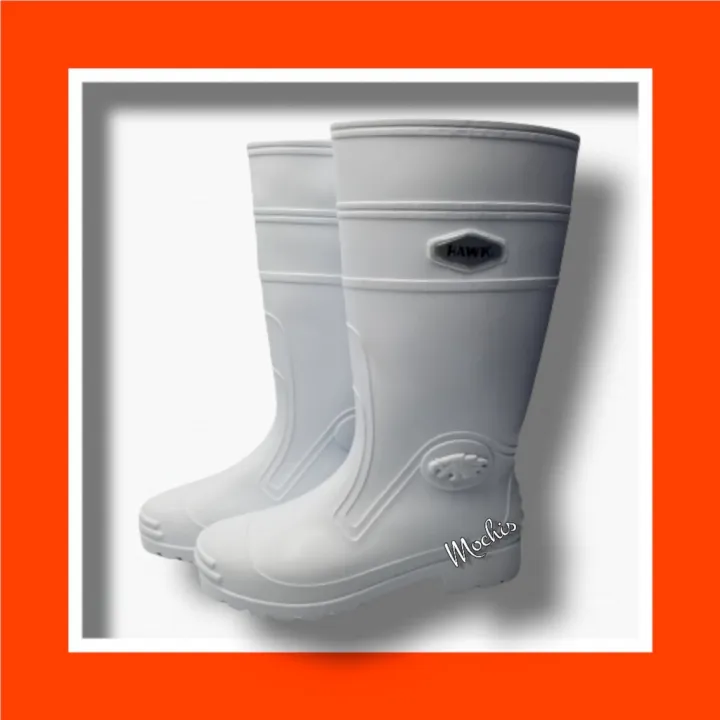 Men's 'Hawk' Water Proof High-Cut heavy-duty Long PVC Rain Boots (White ...