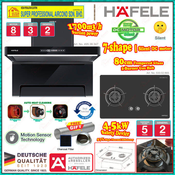 Hafele Kitchen Hood 495.38.347 90cm 7-Shape Cooker Hood ((Silent DC Motor)) / Hafele 80cm 2 ...