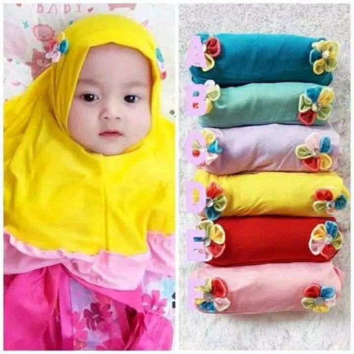 jilbab bayi bunga sakura 1-3 tahun/hijab bayi all size | Lazada Indonesia