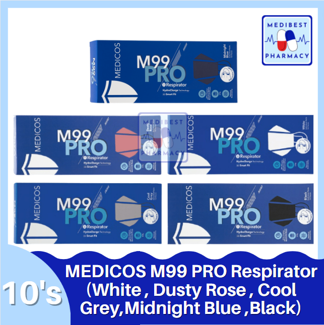 MEDICOS M99 PRO Respirator with HydroCharge Filter - Adjustable Ear ...