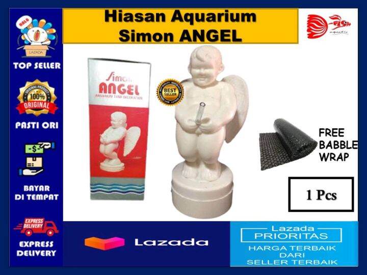 Simon Angel Aquarium Tank Decoration Hiasan Bentuk Malaikat Putih Air ...