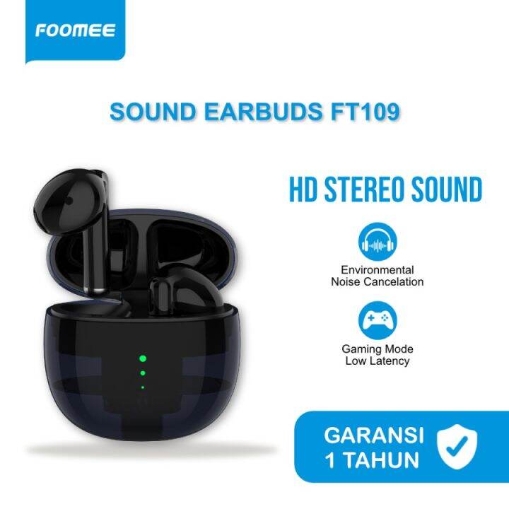 Foome FT109 TWS HD Streo Sound Earbuds Gaming- Hitam | Lazada Indonesia