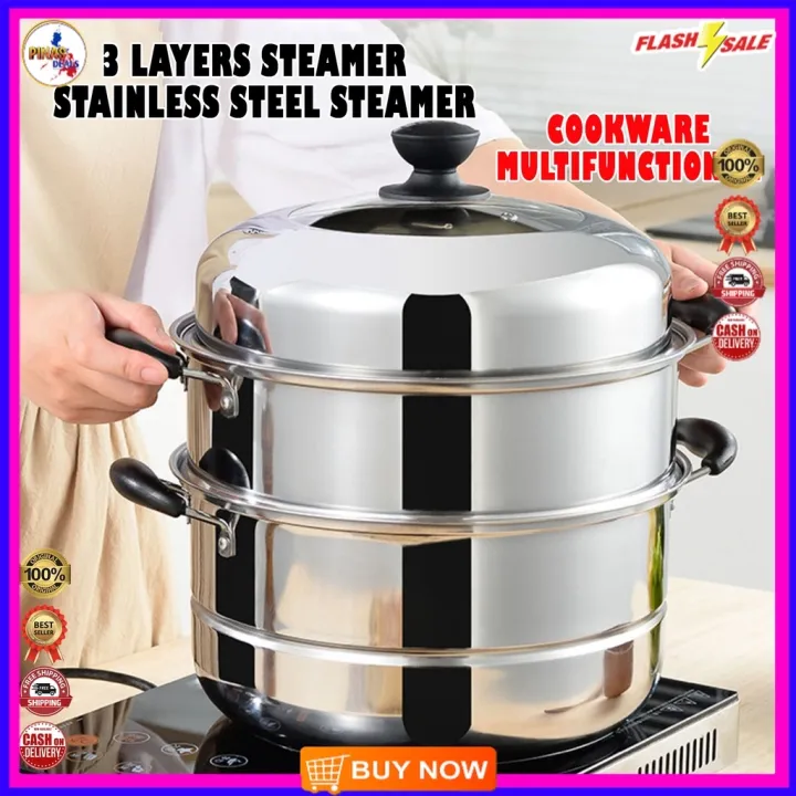 Original 3 Layers Steamer for Puto 3 Layer Siomai Steamer Stainless ...