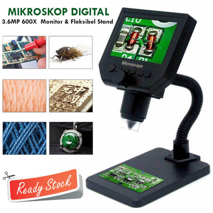 Mikroskop Digital 3.6MP 600X LCD Monitor & Fleksibel Stand Portable ...