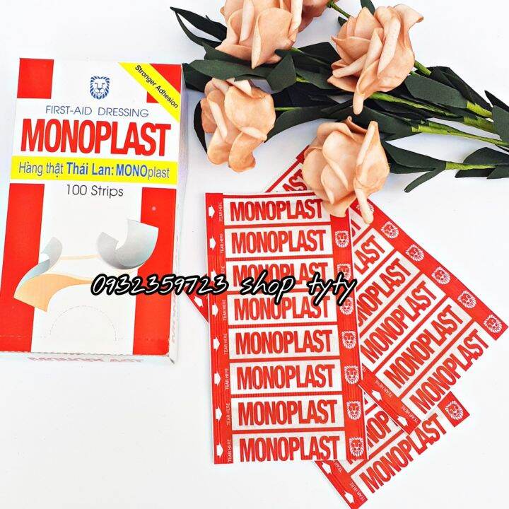 Hộp 100 Miếng Băng Keo Cá Nhân Đỏ Monoplast Vải Co Giãn, Chất Keo Dính ...