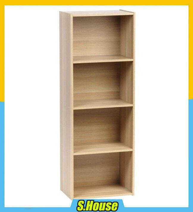 Wooden Rack 4 Tier Wood Shelf Book Study Room Office Bedroom Rak Kayu 4 ...